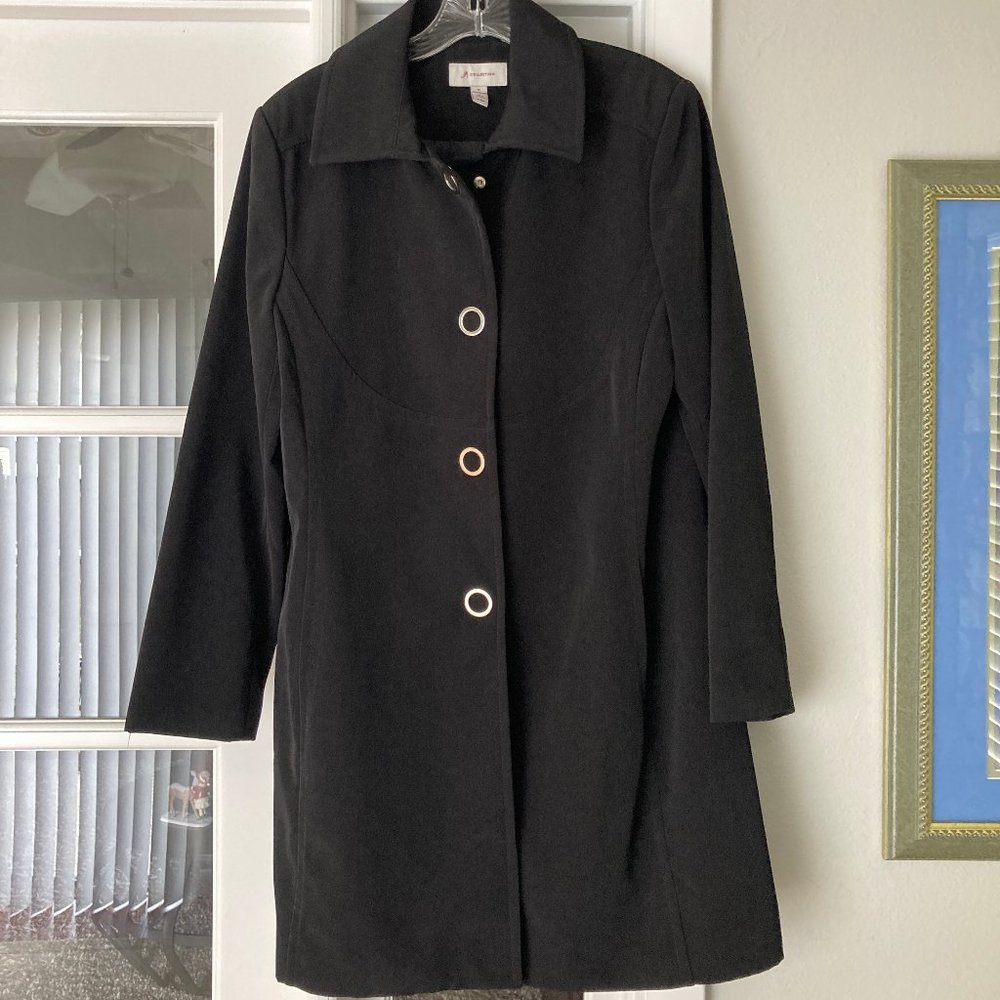 Jm Collection Black Trench Coat Medium New Without Tag - Gem